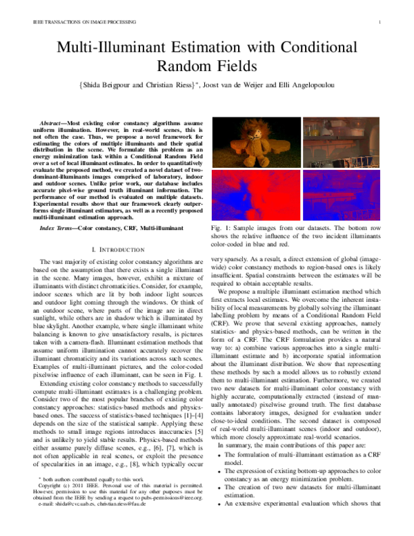 Pdf Multi Illuminant Estimation With Conditional Random Fields