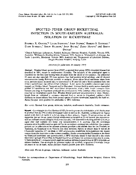 (PDF) Spotted fever group rickettsial infection in South-Eastern ...