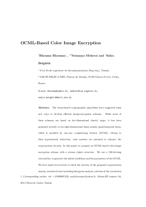 (PDF) OCML-based colour image encryption