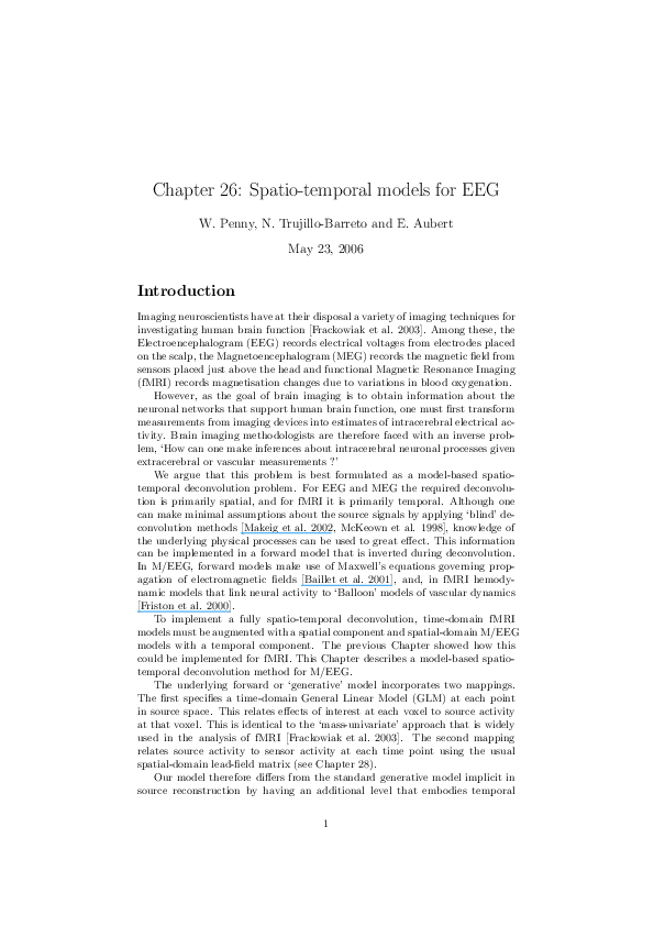 (PDF) Spatio-temporal models for EEG