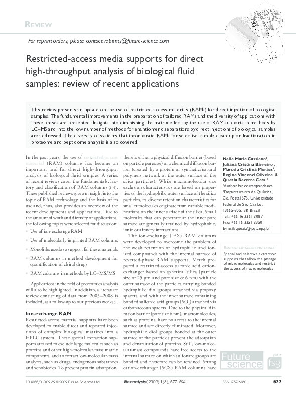 (PDF) Restricted-access media supports for direct high-throughput ...