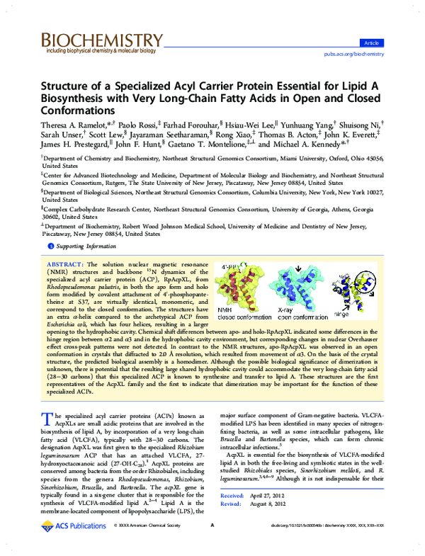 (PDF) Structure of a Specialized Acyl Carrier Protein Essential for ...