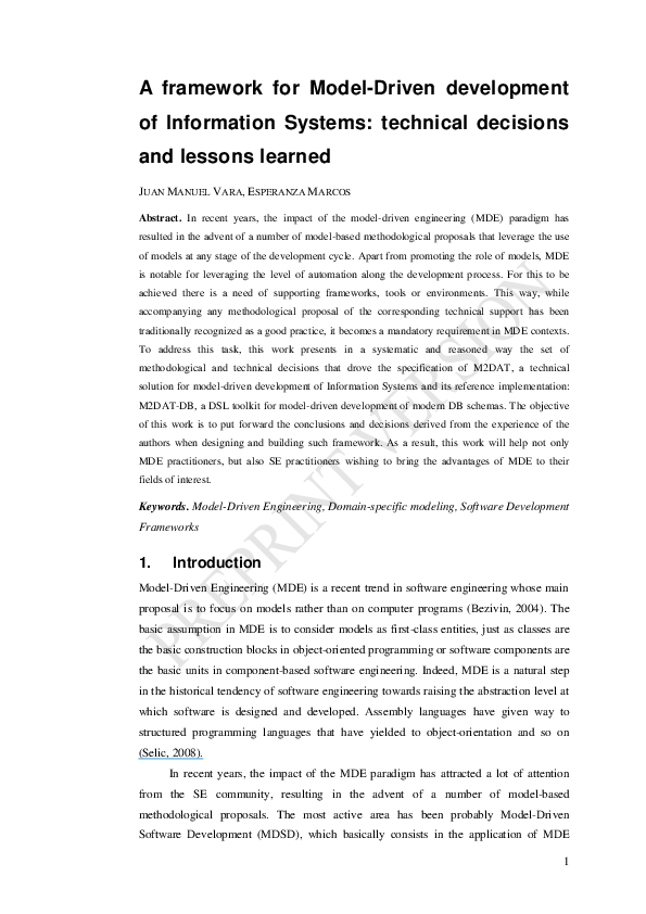 (PDF) A framework for model-driven development of information systems ...