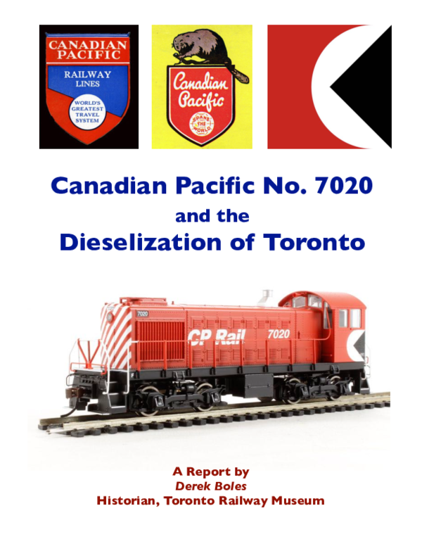 (PDF) Canadian Pacific No. 7020 & the Dieselization of Toronto