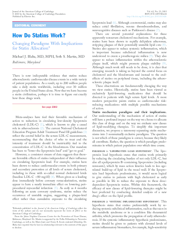 (PDF) How Do Statins Work?