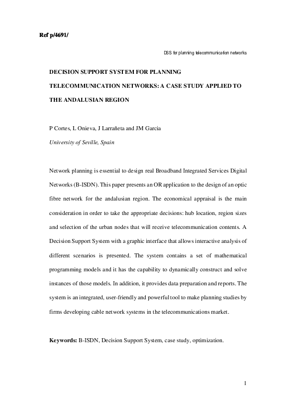 (PDF) Decision support system for planning telecommunication networks ...