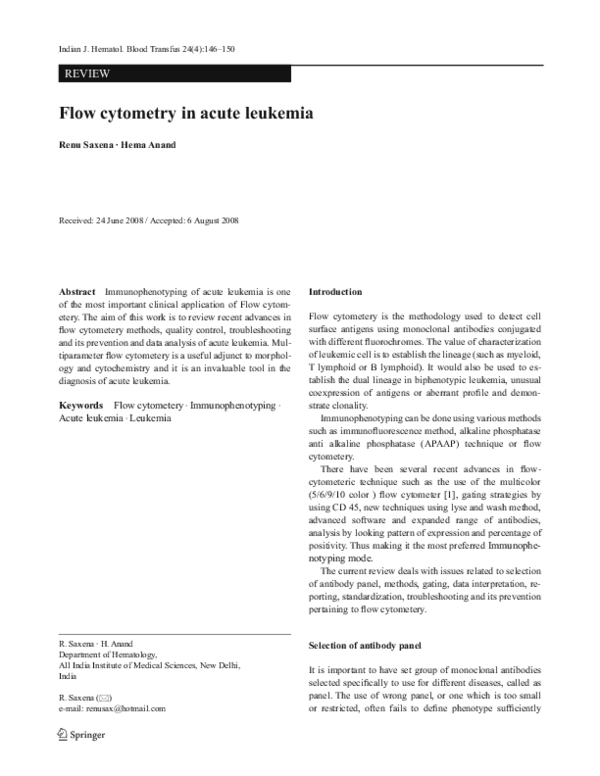 (PDF) Flow cytometry in acute leukemia