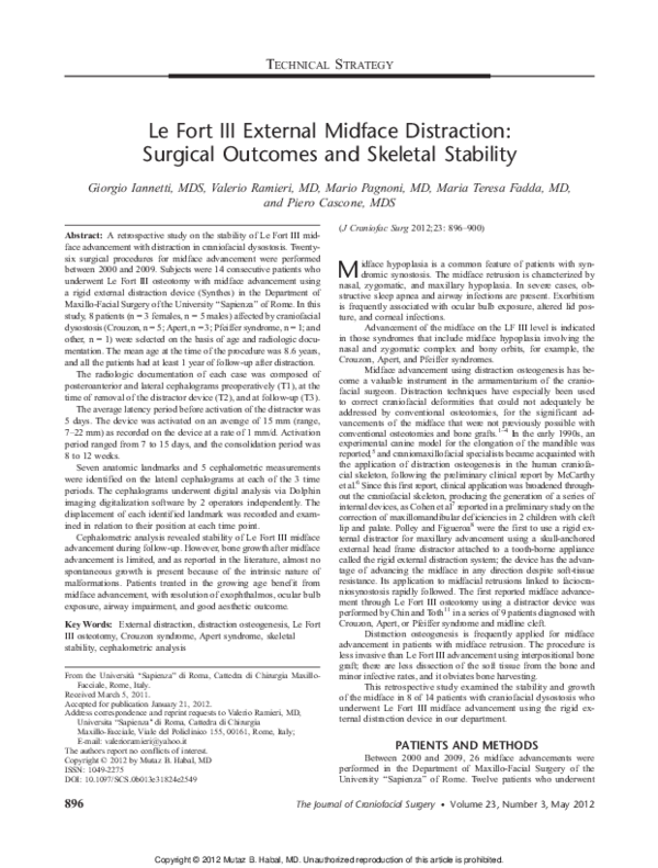 (PDF) Le Fort III External Midface Distraction