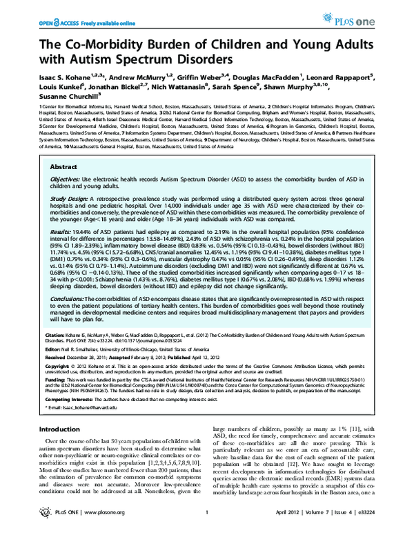 (PDF) The Co-Morbidity Burden of Children and Young Adults with Autism ...