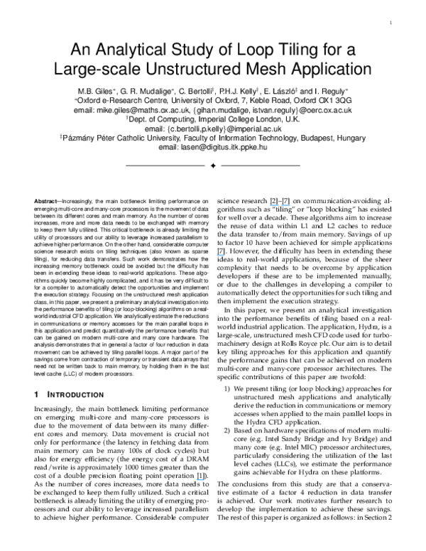 (PDF) An Analytical Study of Loop Tiling for a Large-Scale Unstructured Mesh Application