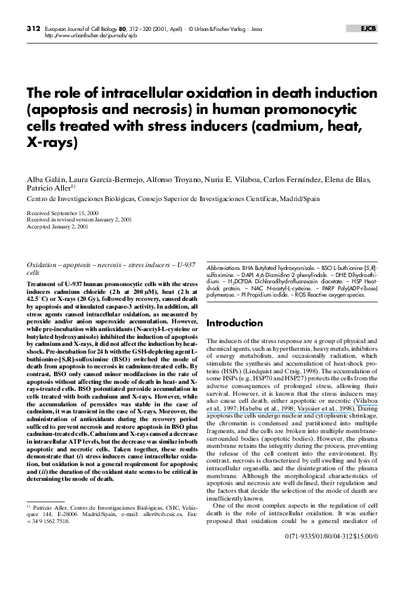 (PDF) The role of intracellular oxidation in death induction (apoptosis ...
