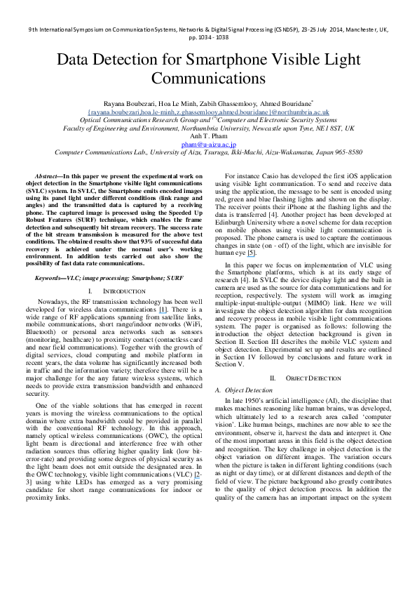 (PDF) Data detection for Smartphone visible light communications