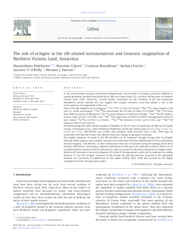 (PDF) The role of eclogite in the rift-related metasomatism and Cenozoic magmatism of Northern ...