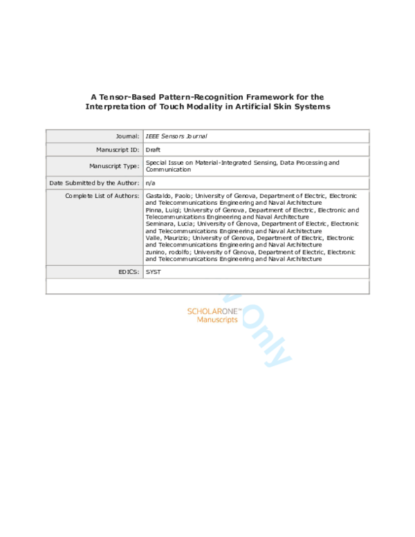Pdf A Tensor Based Pattern Recognition Framework For The