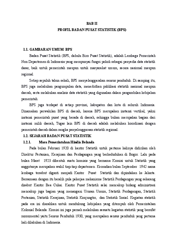 (DOC) BAB II PROFIL BADAN PUSAT STATISTIK (BPS
