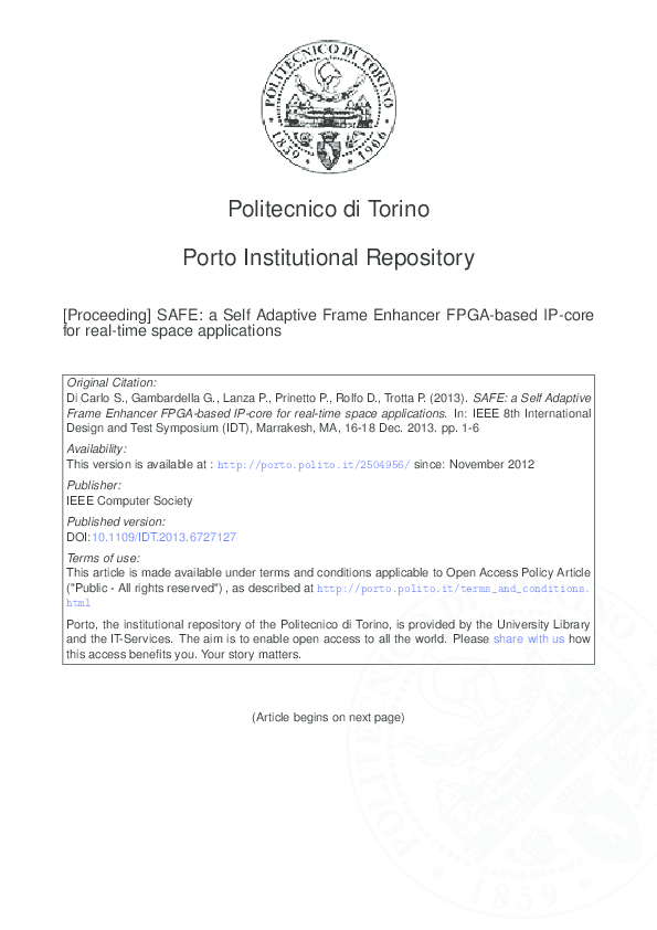 Pdf Safe A Self Adaptive Frame Enhancer Fpga Based Ip Core For Real Time Space Applications