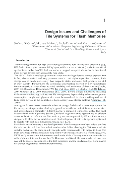 (PDF) Design Issues and Challenges of File Systems for Flash Memories