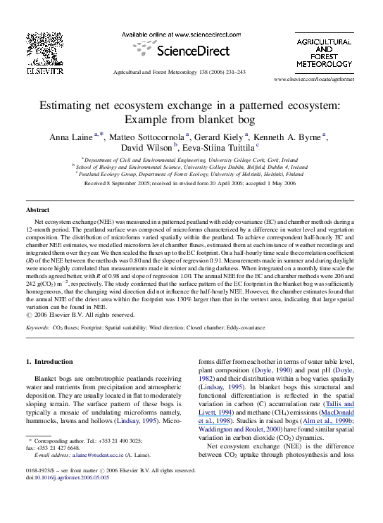 (PDF) Estimating net ecosystem exchange in a patterned ecosystem ...