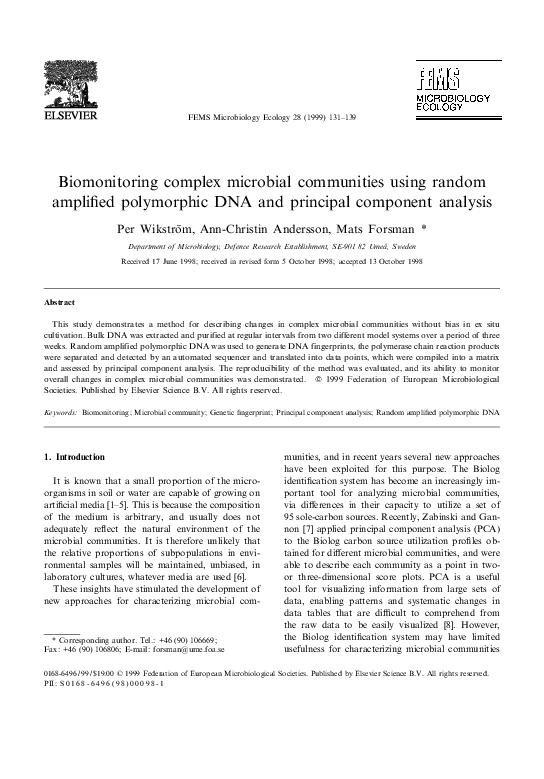 Pdf Biomonitoring Complex Microbial Communities Using Random Amplified Polymorphic Dna And