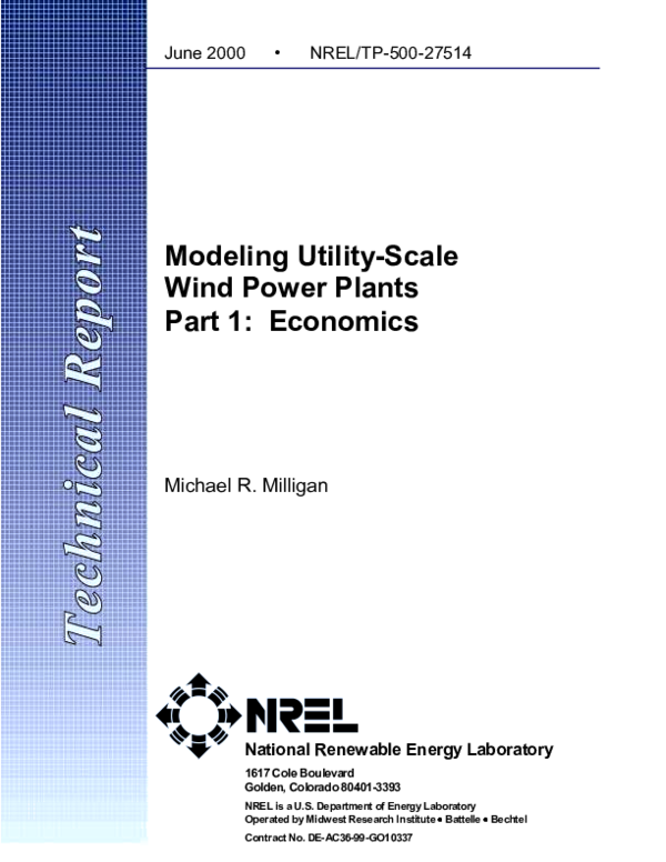 (PDF) Modeling utility-scale wind power plants, part 1: Economics