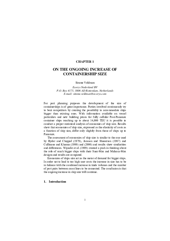 (PDF) On the Ongoing Increase of Containership Size