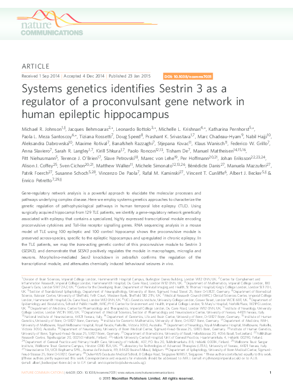 (PDF) Systems genetics identifies Sestrin 3 as a regulator of a ...