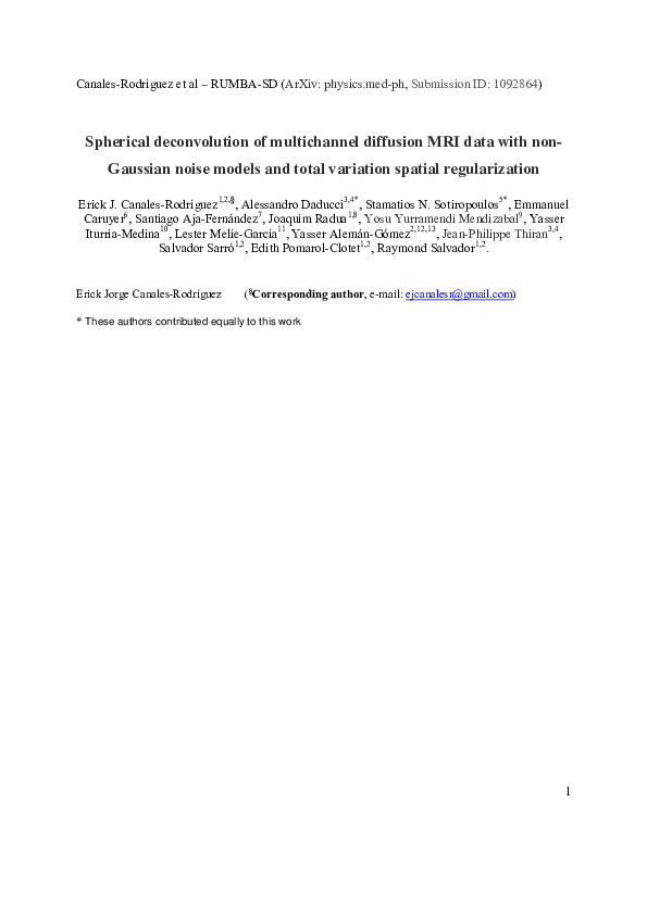 (PDF) Spherical deconvolution of multichannel diffusion MRI data with non-Gaussian noise models ...