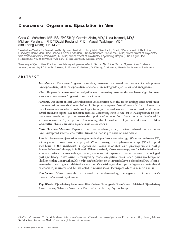 (PDF) Disorders of Orgasm and Ejaculation in Men