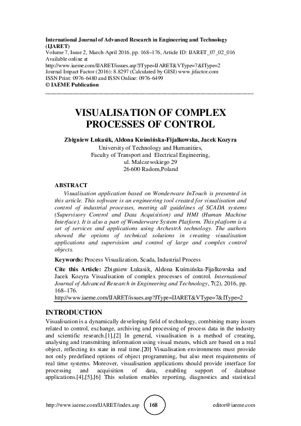 (PDF) VISUALISATION OF COMPLEX PROCESSES OF CONTROL