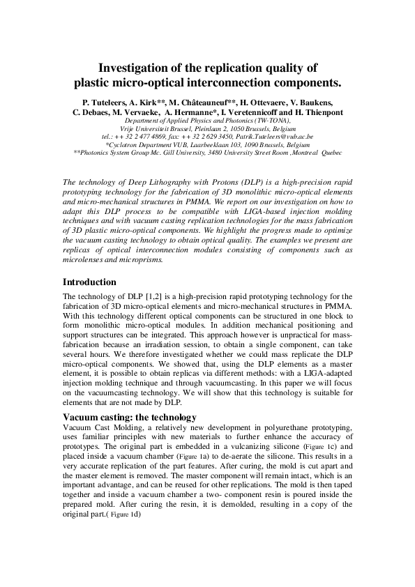 (PDF) Investigation of the replication quality of plastic micro-optical ...