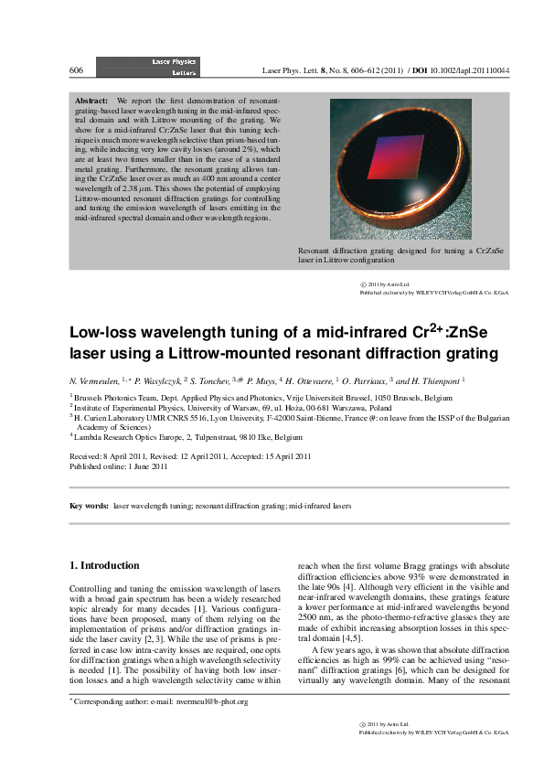 (PDF) High-performance wavelength tuning of a mid-infrared solid-state ...