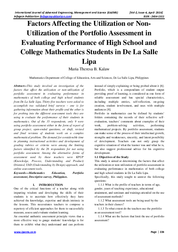 (PDF) Factors Affecting the Utilization or Non- Utilization of the ...
