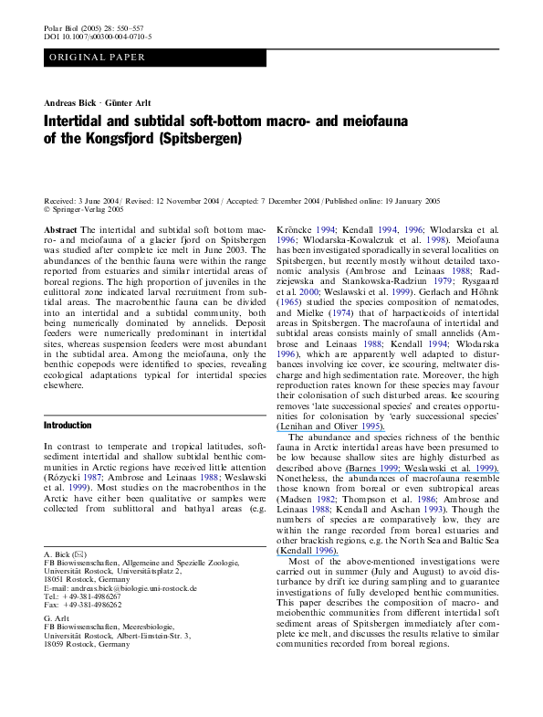 (PDF) Intertidal and subtidal soft-bottom macro- and meiofauna of the ...