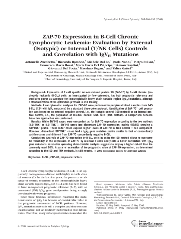 (PDF) ZAP-70 expression in B-cell chronic lymphocytic leukemia ...