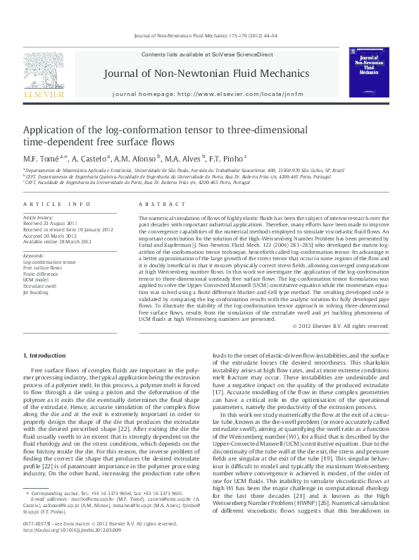 Pdf Application Of The Log Conformation Tensor To Three Dimensional 4281