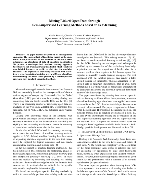 (PDF) Mining Linked Open Data through Semi-supervised Learning Methods Based on Self-Training