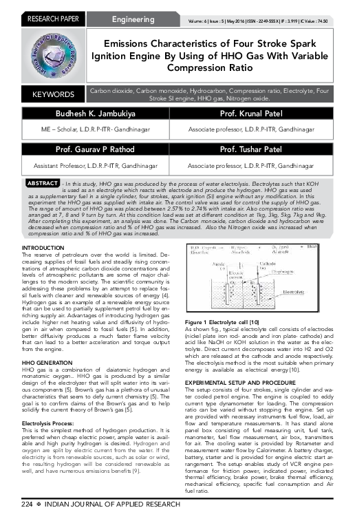 (PDF) Emissions Characteristics of Four Stroke Spark Ignition Engine By ...