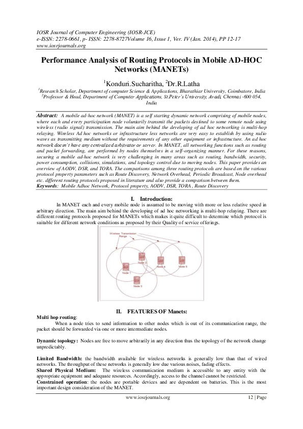 Pdf Performance Analysis Of Routing Protocols In Mobile Ad Hoc