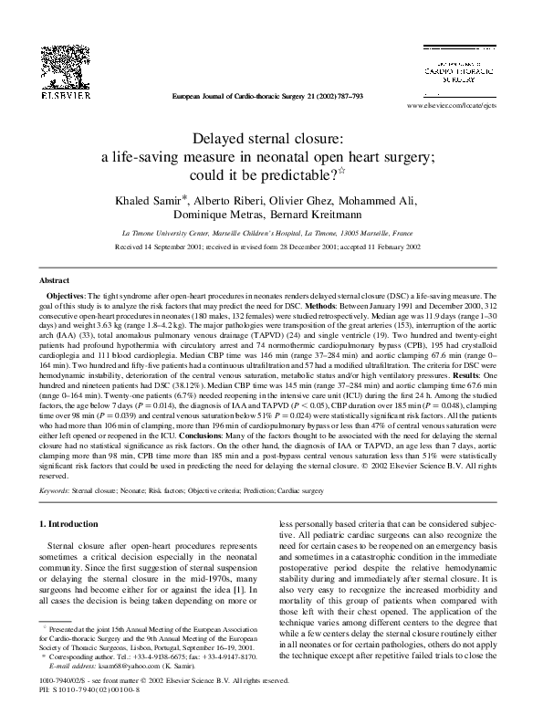 (PDF) Delayed sternal closure: a life-saving measure in neonatal open ...