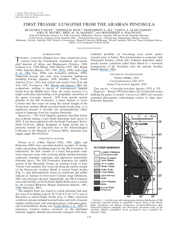 (PDF) First Triassic Lungfish from the Arabian Peninsula