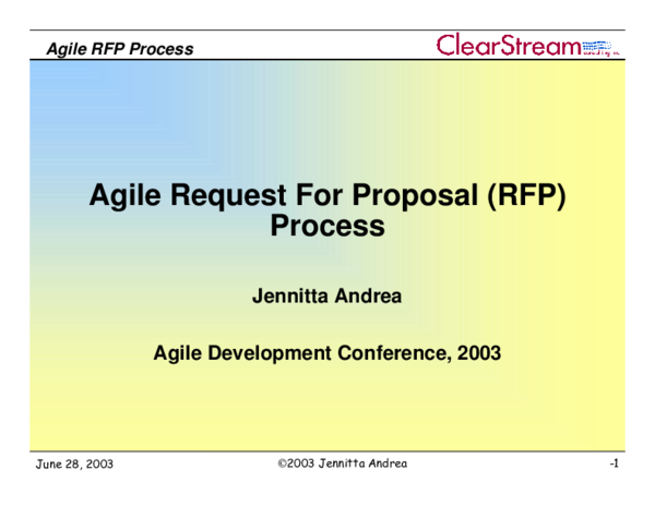 Pdf An Agile Request For Proposal Rfp Process