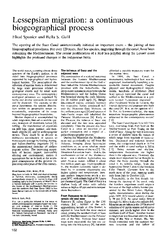 (PDF) Lessepsian migration: a continuous biogeographical process