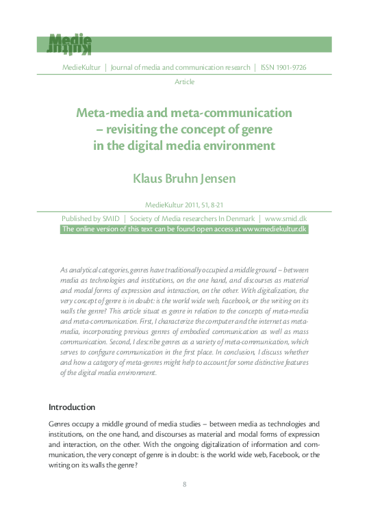(PDF) Meta Media and Meta Communication