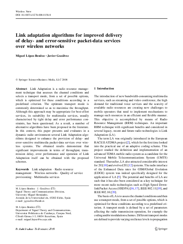 (PDF) Enhancing Link Adaptation for Multimedia Services
