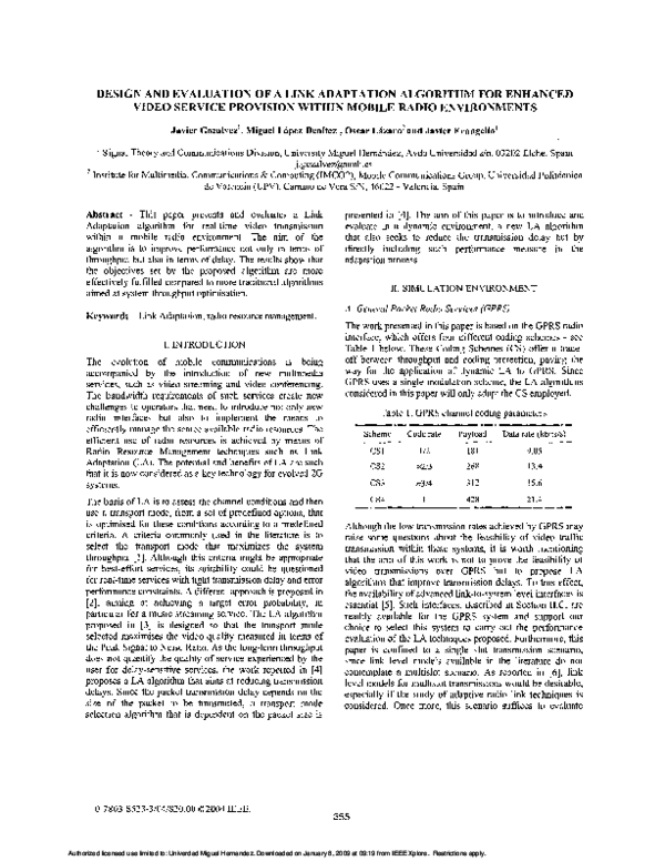 Pdf Design And Evaluation Of A Link Adaptation Algorithm For Enhanced