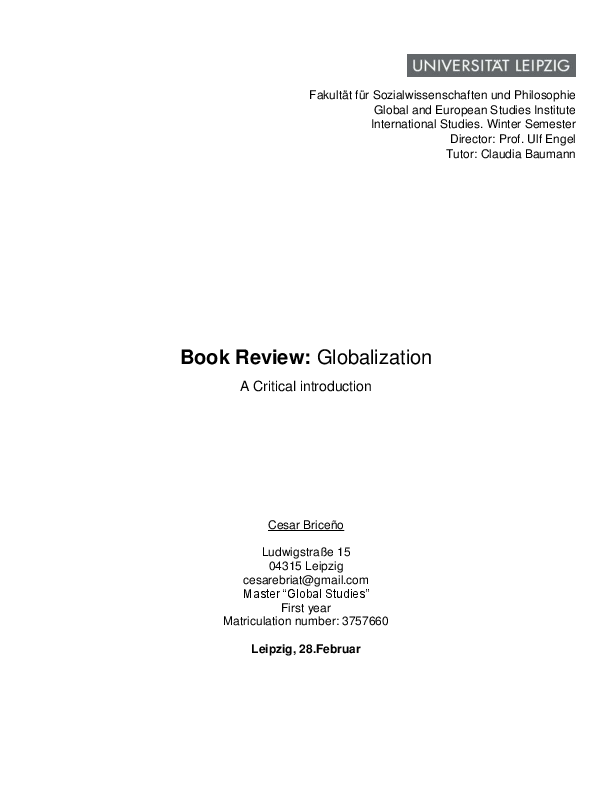 (PDF) Book Review: Globalization A Critical introduction