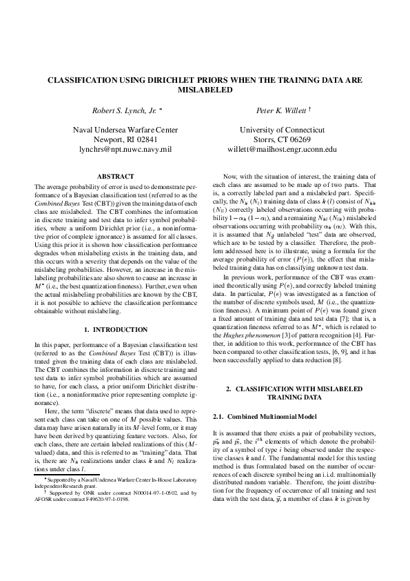 Pdf Classification Using Dirichlet Priors When The Training Data Are