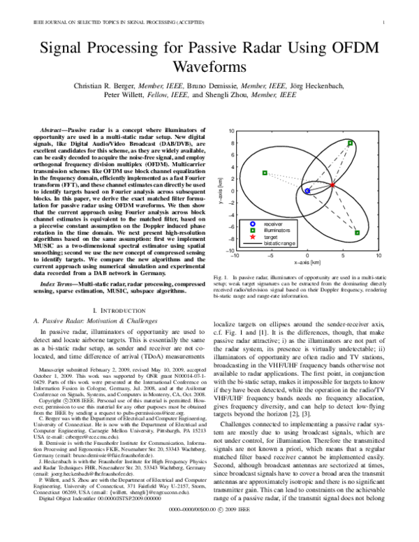 (PDF) Signal Processing for Passive Radar Using OFDM Waveforms
