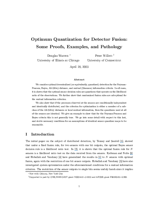 (PDF) Optimum quantization for detector fusion: some proofs, examples ...