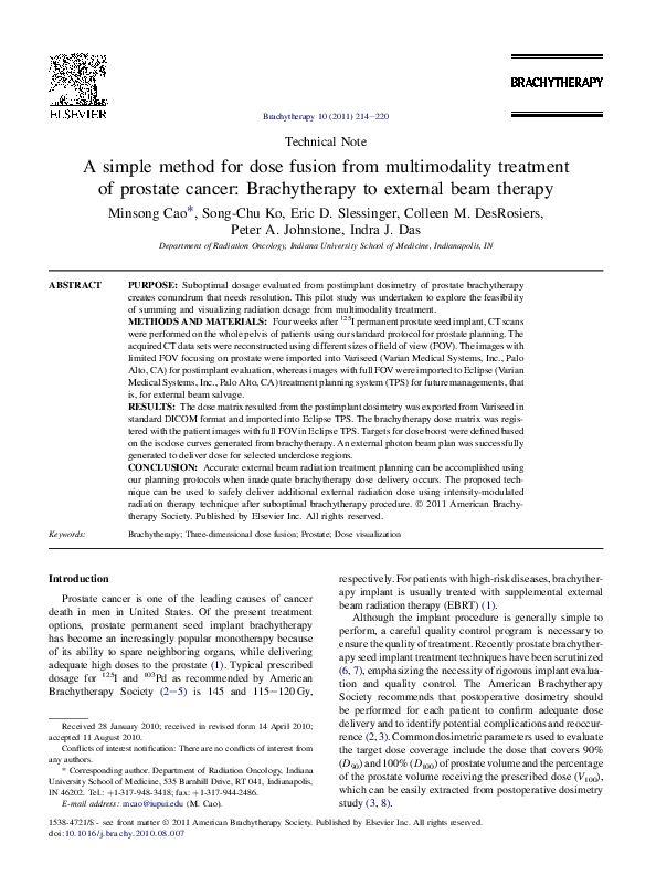 (PDF) A simple method for dose fusion from multimodality treatment of ...